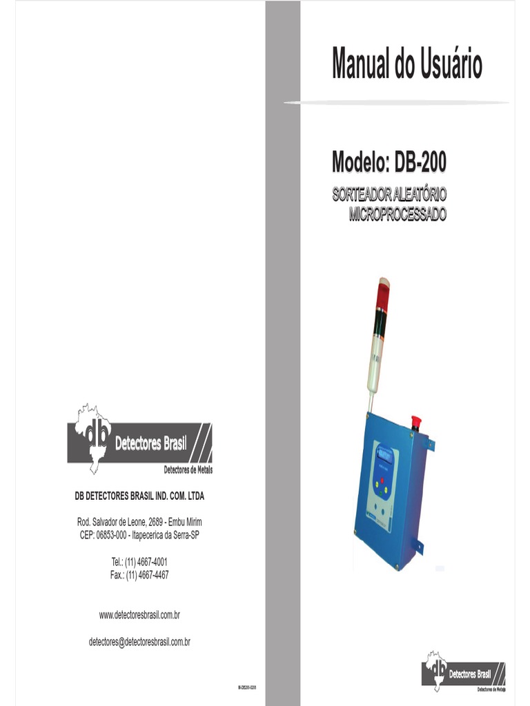 Manual Sorteador - DB-200 | PDF | Detector de metal | Bens manufaturados