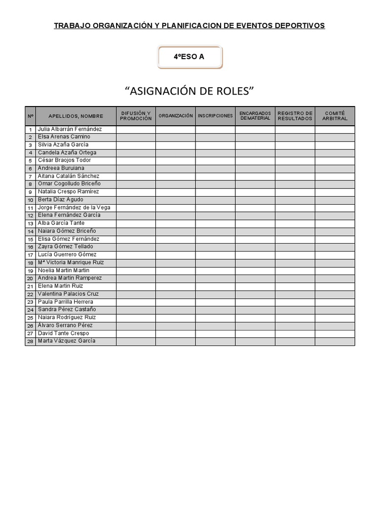 4ºESO - A - Asignación de Roles | PDF