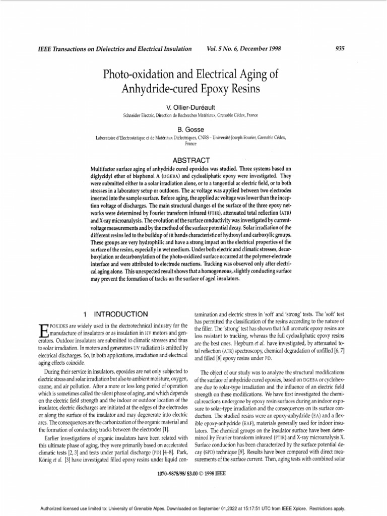 Photo-Oxidation and Electrical Aging of Anhydride-Cured Epoxy Resins ...