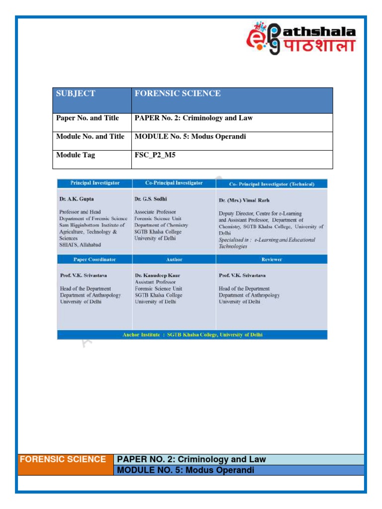 Understanding the Dynamics of Modus Operandi in Criminal Investigations ...