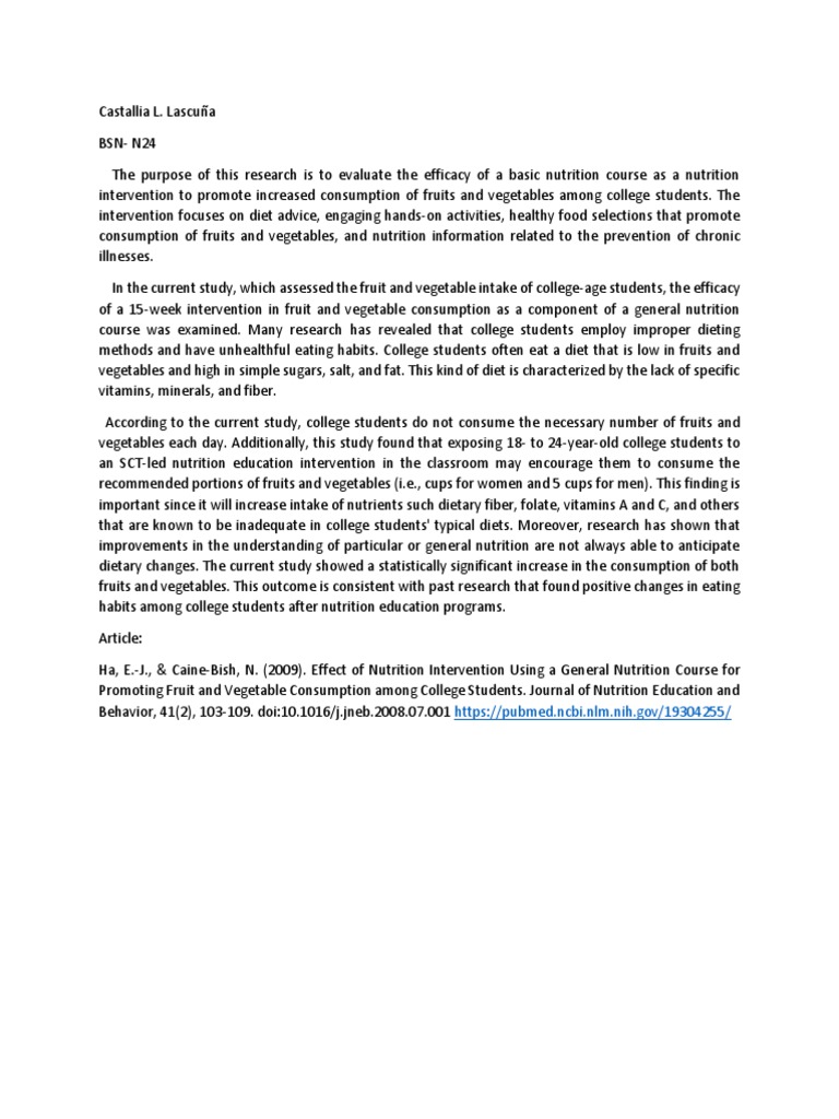 Nutrition Intervention | PDF