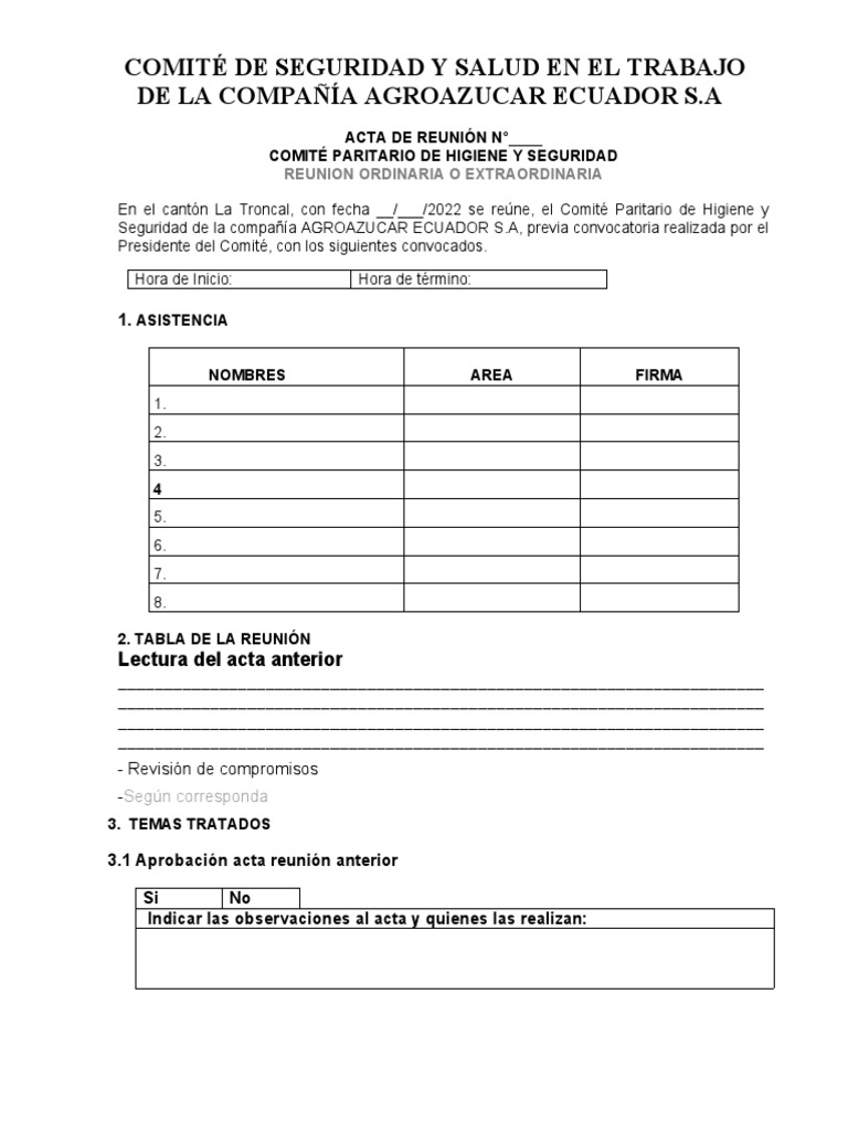 Acta Comite Paritario Word | PDF | Gobierno