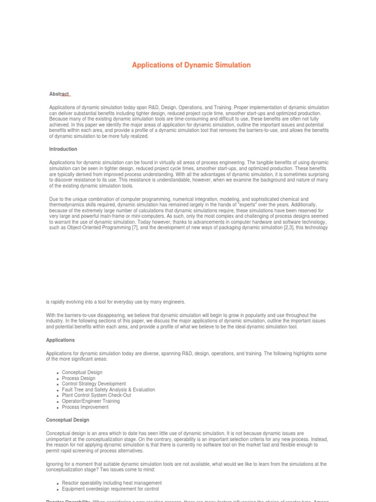 Optimizing Process Design Through Dynamic Simulation: Applications ...