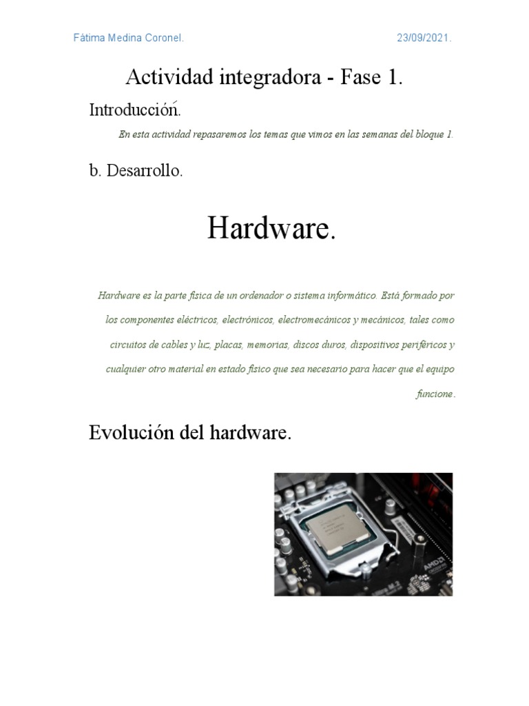 Actividad Integradora Tecnologias de La Información | PDF | Hardware de la computadora | Periférico