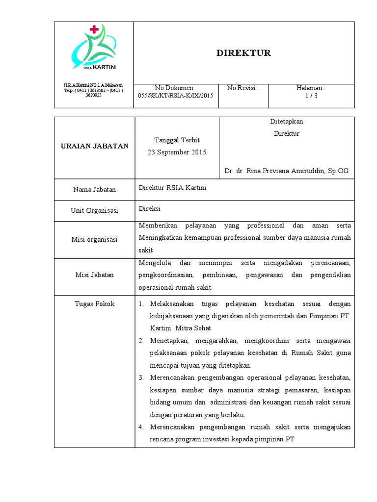URAIAN JABATAN Direktur | PDF
