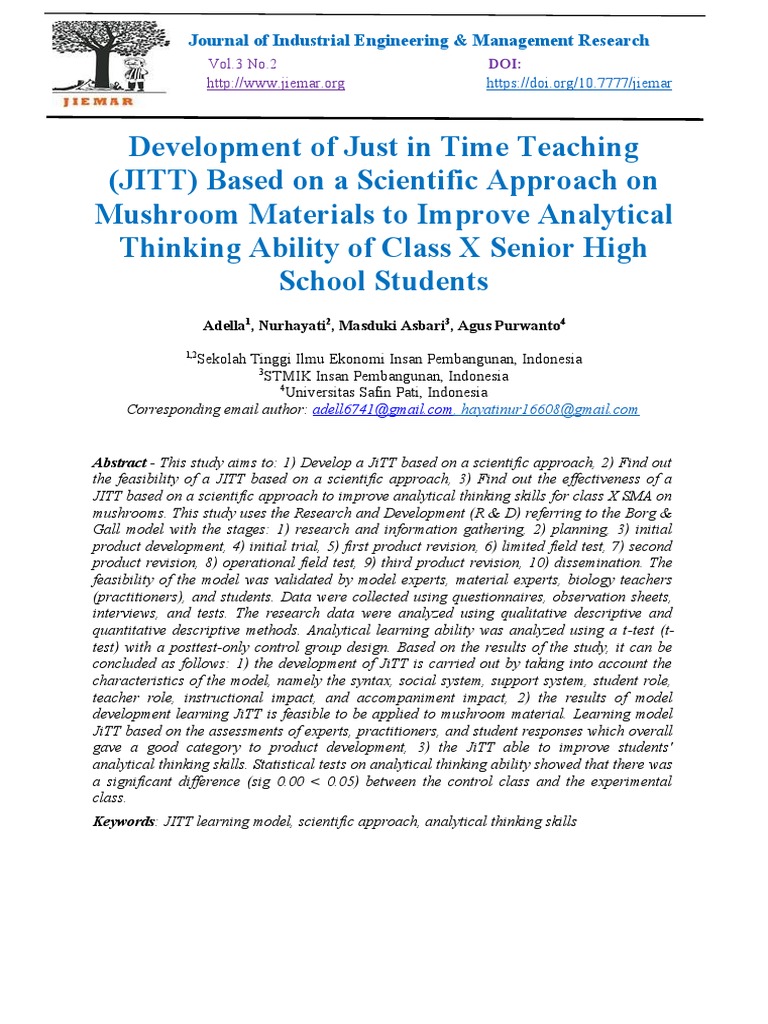 Jurnal Just in Time Adella & Nurhayati | Download Free PDF | Learning ...