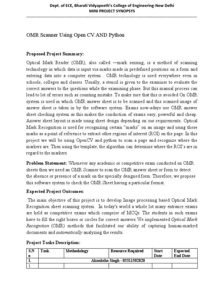 Mini Project Synopsis Final | PDF | Computing | Computer Science
