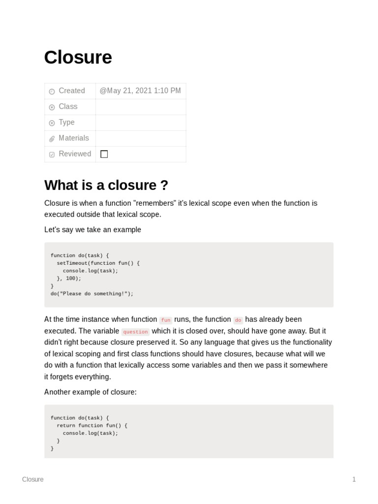 Closure | Download Free PDF | Scope (Computer Science) | Computer ... Closure | Download Free PDF | Scope (Computer Science) | Computer ...