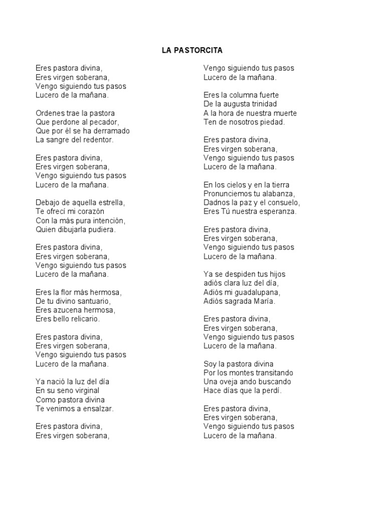 Letra de "Eres Pastora Divina" | PDF | Religión y espiritualidad