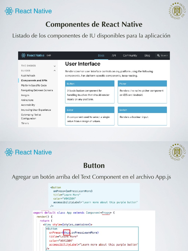React Native Intro | PDF | Aplicación movil | Ingeniería Informática