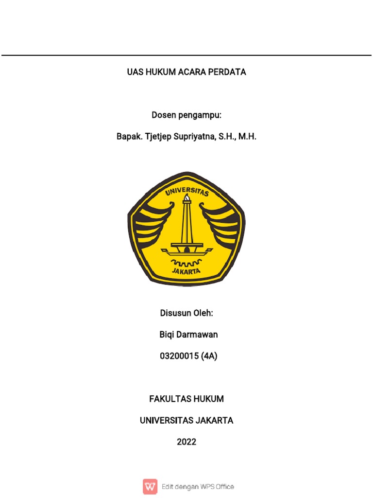 UAS Hukum Acara Perdata - Biki Darmawan | PDF | Politik | Ilmu Sosial