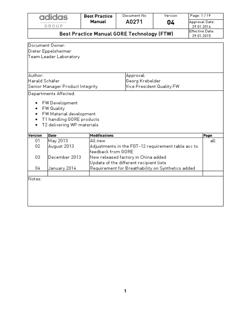 A0271 Best Practice Manual GORE Technology (FTW) 29.01.2014 | PDF ...