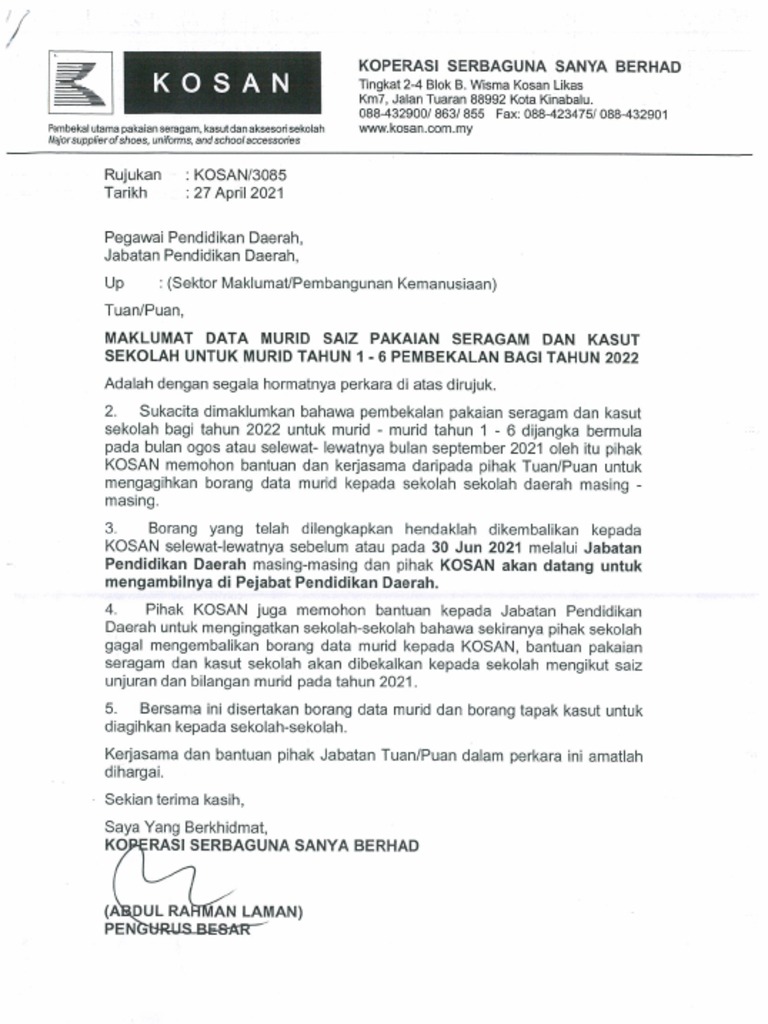 Surat Kepada PPD | PDF