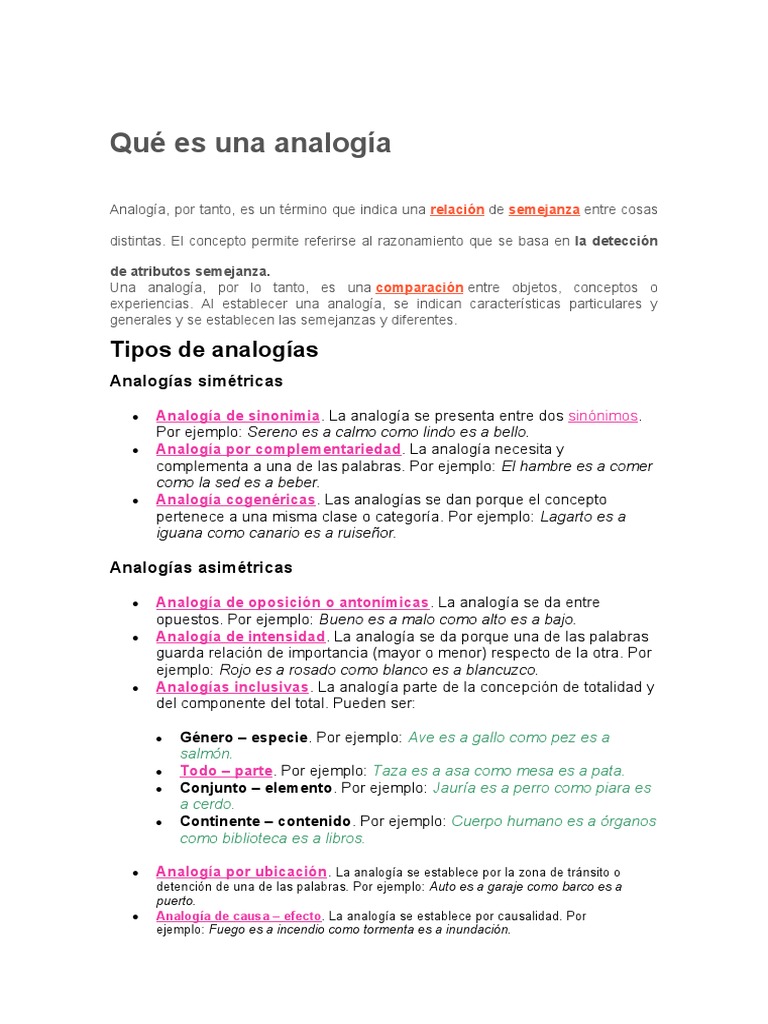 Qué Es Una Analogía y Ejemplos | PDF | Analogía