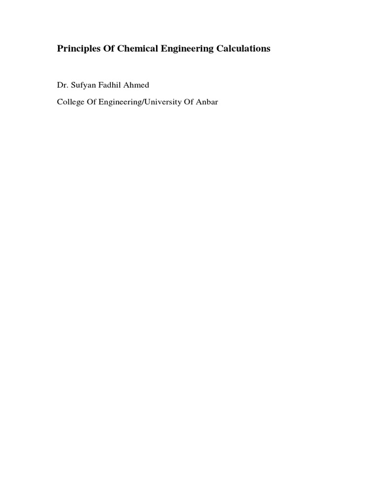 Principles of Chemical Engineering Calculations Explained | PDF | Stoichiometry | Mole (Unit)