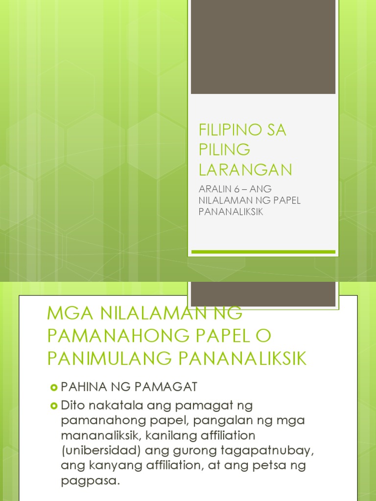 Filipino Sa Piling Larangan Aralin 6 | PDF