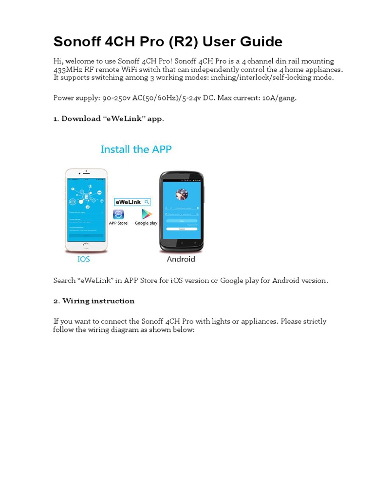 A Comprehensive User Guide for the Sonoff 4CH Pro (R2) WiFi Remote Control Switch: Instructions ...