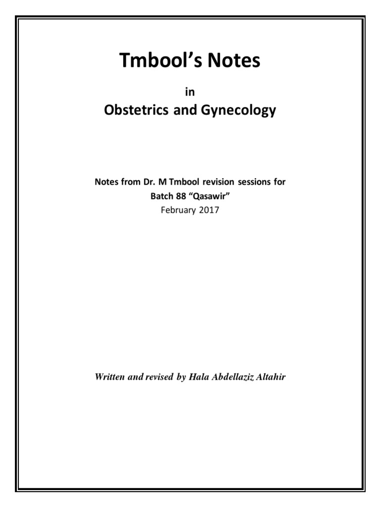 Tmbool's Notes in Obstetrics and Gynecology | PDF | Miscarriage ...
