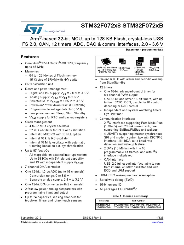 STM32F072 | PDF | Microcontroller | Power Supply