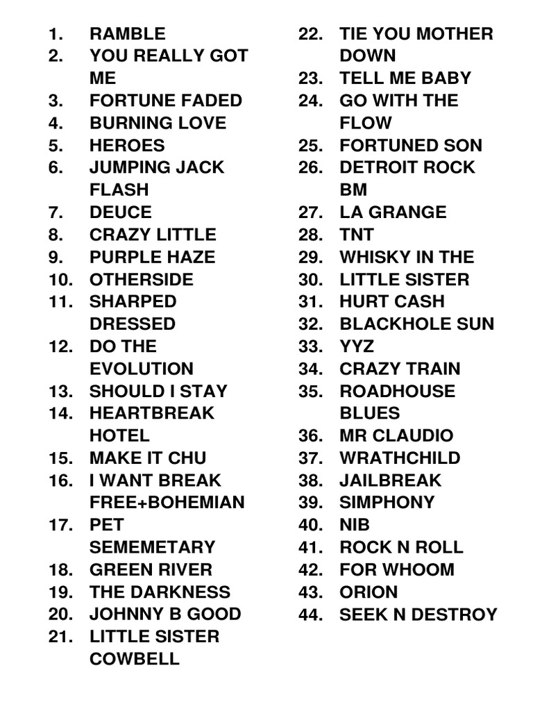 Set List Setembro | PDF