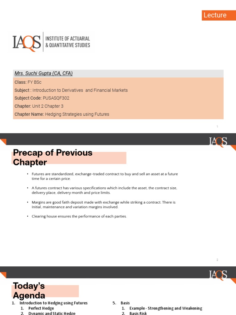 IDFM Chapter 4 | PDF | Hedge (Finance) | Futures Contract