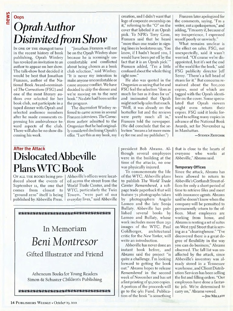 From The Archive: October 29, 2001 | PDF | Oprah Winfrey