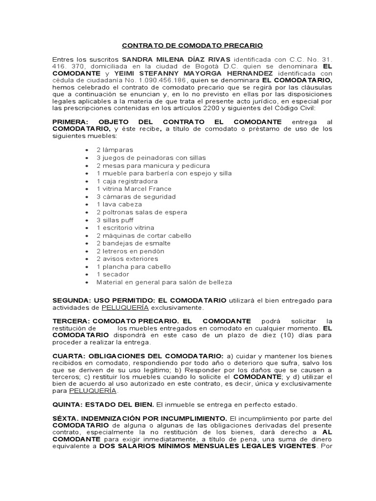 COMODATO Precario | PDF | Daños y perjuicios | Derecho civil (sistema ...