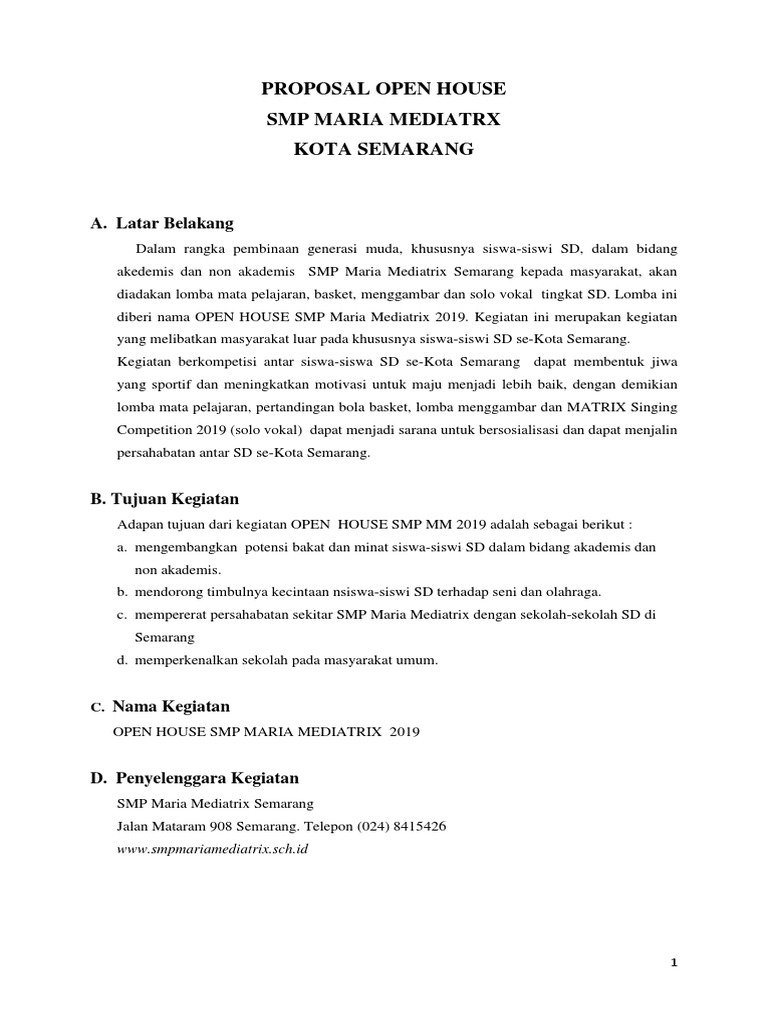 Proposal Open House SMP MM 2019 | PDF | Olahraga & Rekreasi