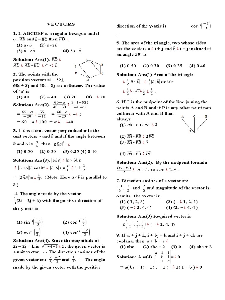 Cet Vectors 40 With Solutions | PDF | Triangle | Triangle Geometry