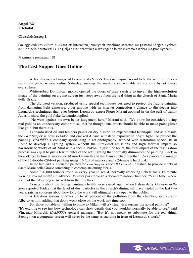 Angol B2 Írásbeli Feladatsor Web 2022 FK | PDF