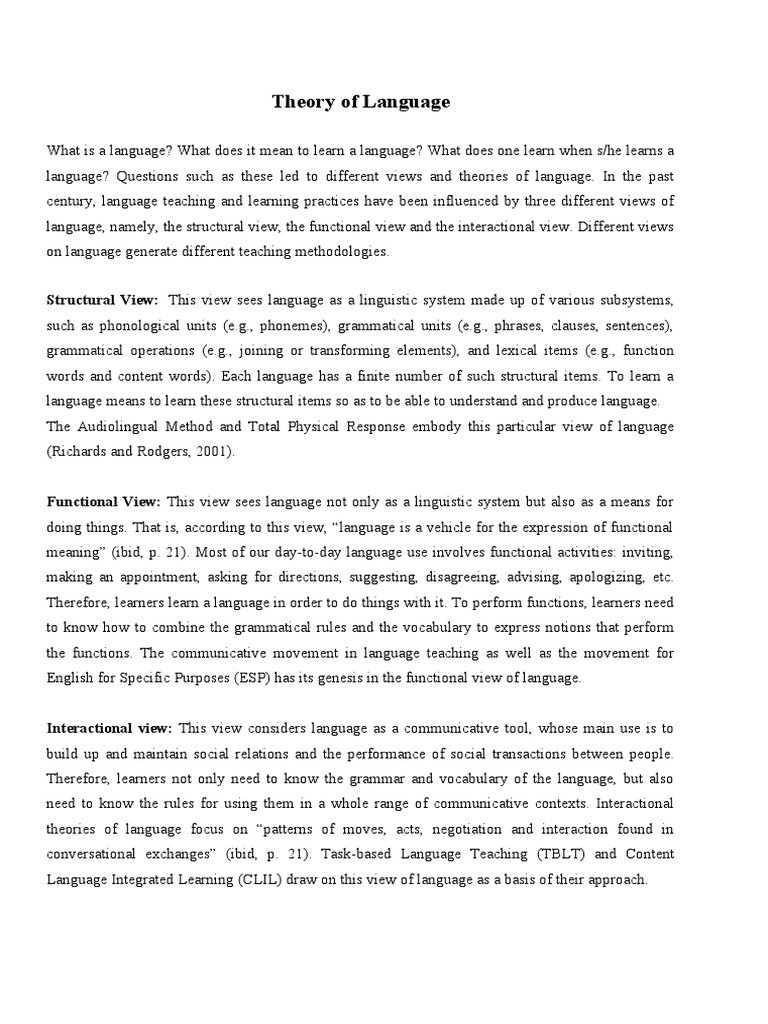 Language Learning Theories Explained | PDF | Second Language Acquisition | Language Acquisition