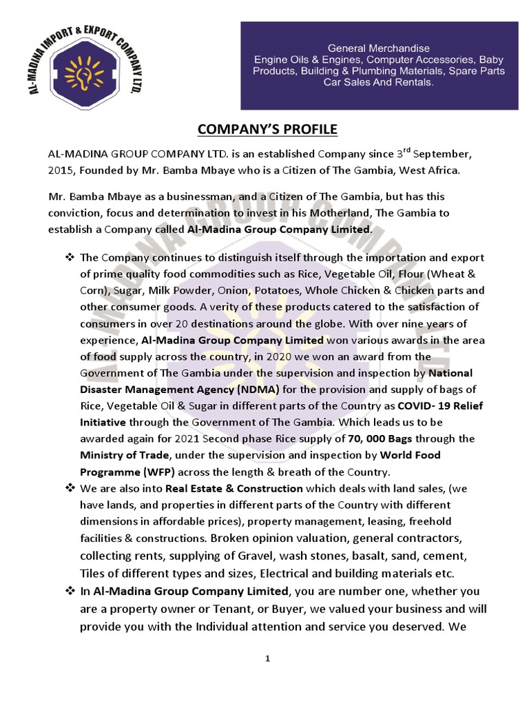 Al-Madina Group Company Overview | PDF | Lease | Renting