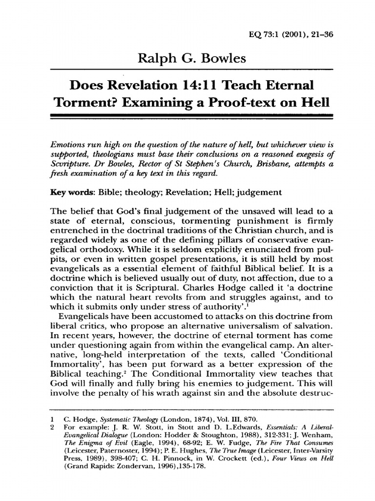 Rev. 14,11 Eternal Torment | PDF | Hell | Book Of Revelation