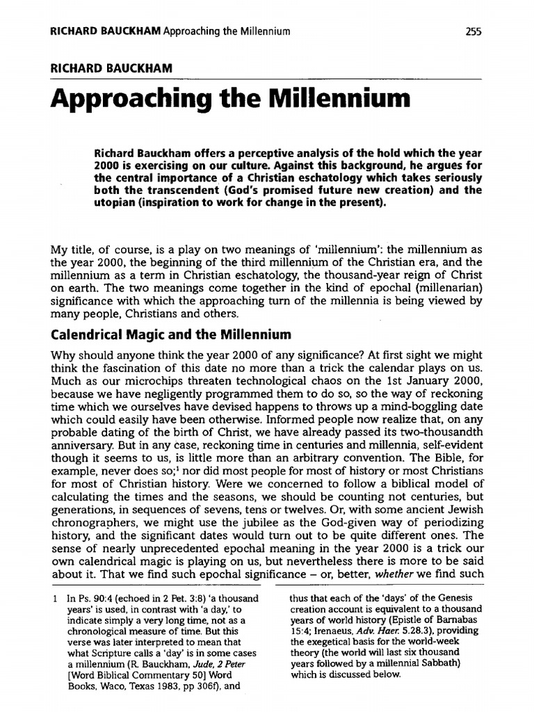 Approaching The Millennium | PDF | Utopia | Millennialism