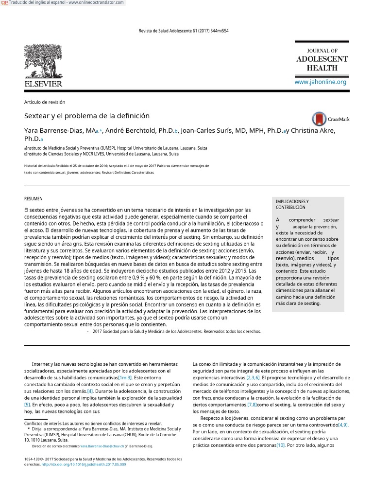 Sexting And The Definition Issue En Es Descargar Gratis Pdf