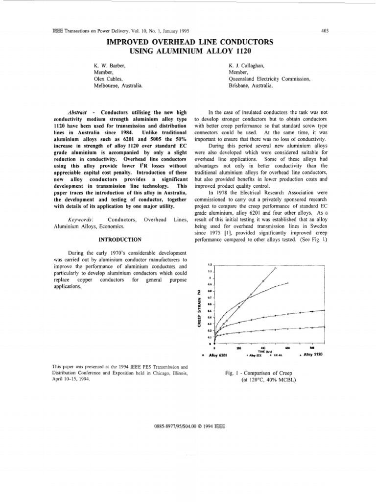 Improved Overhead Line Conductors Using Aluminium Alloy 1120 - K.W ...