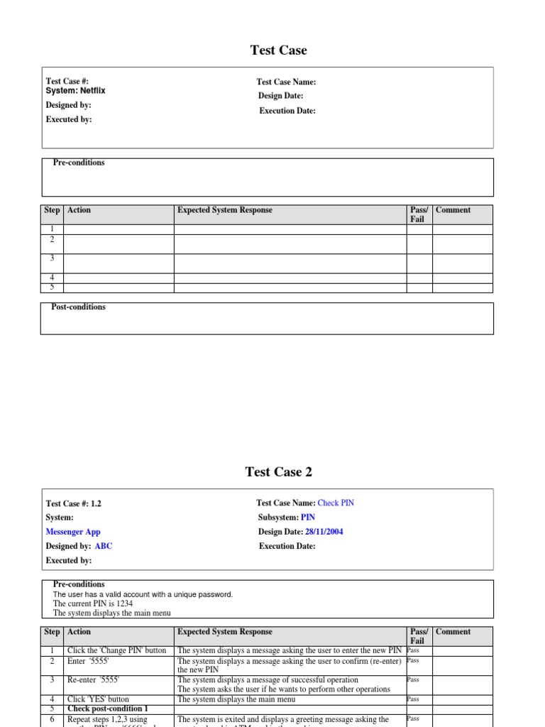 Test Case Template | PDF | Personal Identification Number | Instant ...