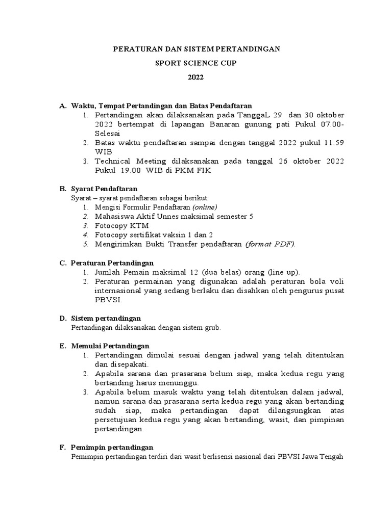 Peraturan Dan Sistem Pertandingan (TM) | PDF