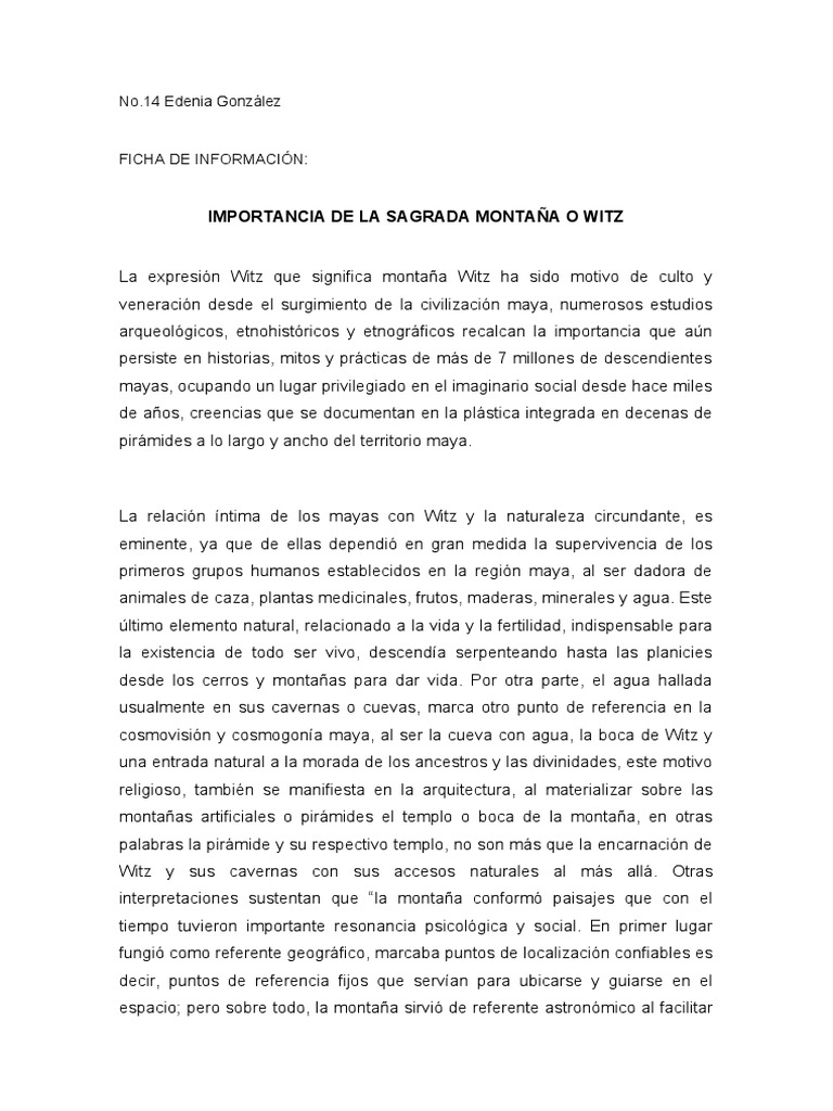 La Sagrada Montaña o Witz | PDF | Montañas | Civilización maya