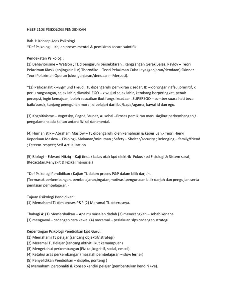Nota Padat Hbef 2103 Psikologi Pendidikan | PDF
