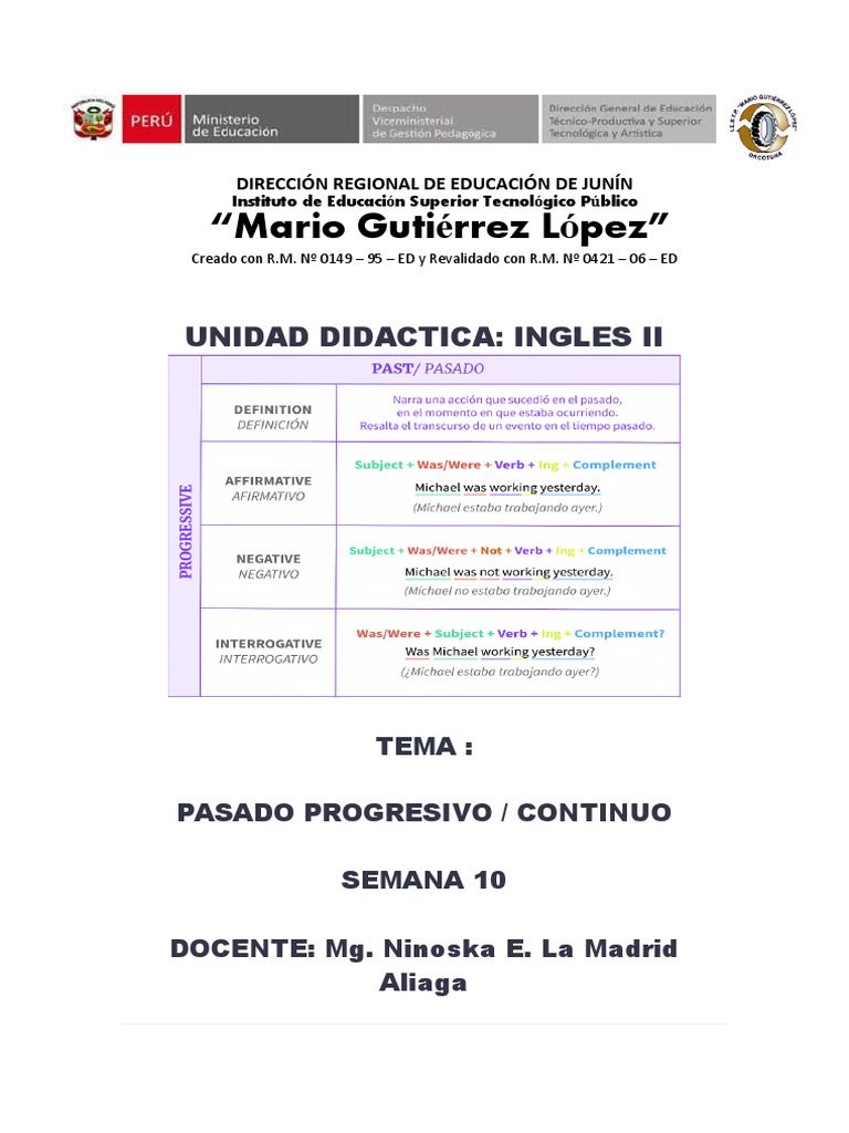 Pasado Progresivo | PDF | Verbo | Ciencia cognitiva