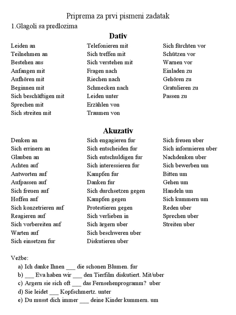 Priprema Za Prvi Pismeni Zadatak | PDF