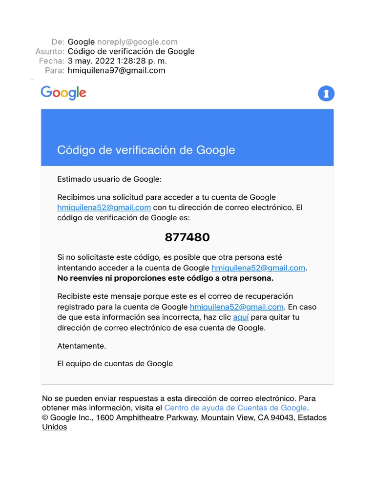 Código de Verificación de Google | PDF
