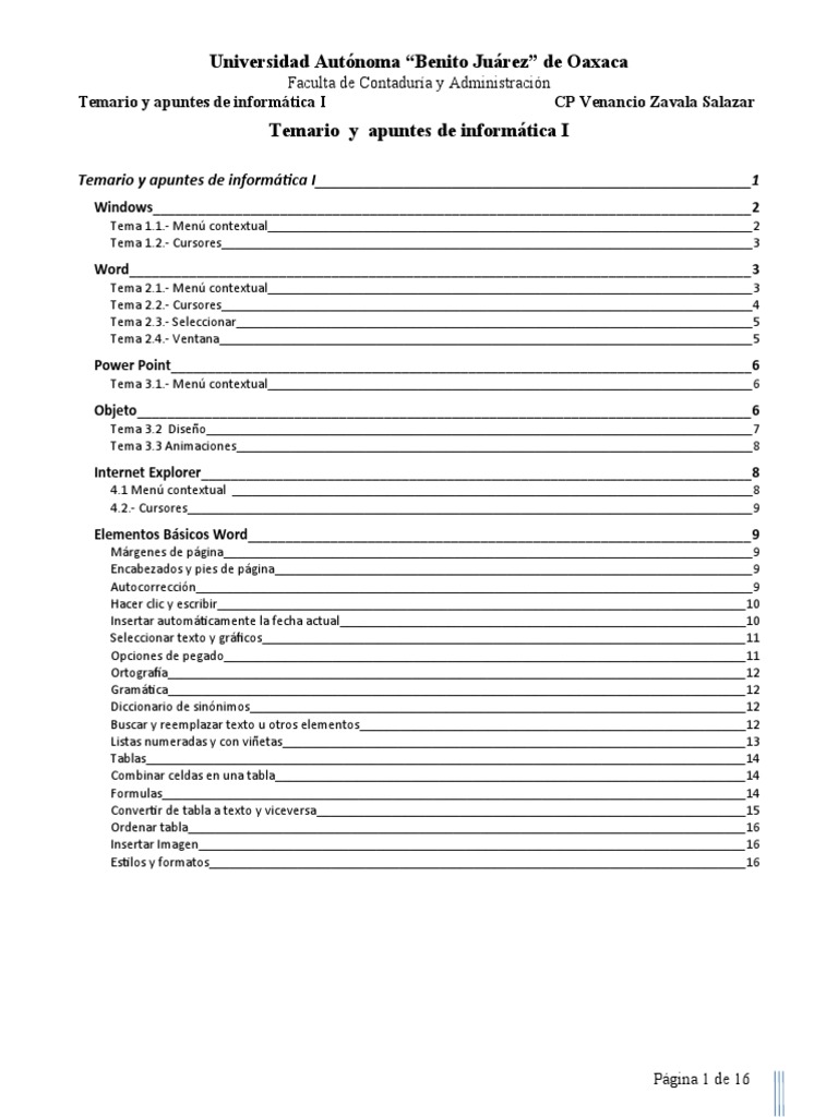 Temario de Informática I: Windows y Word | PDF | Ventana (informática ...