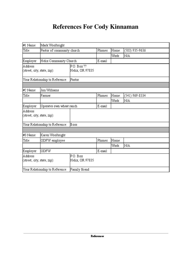 References Worksheet | PDF
