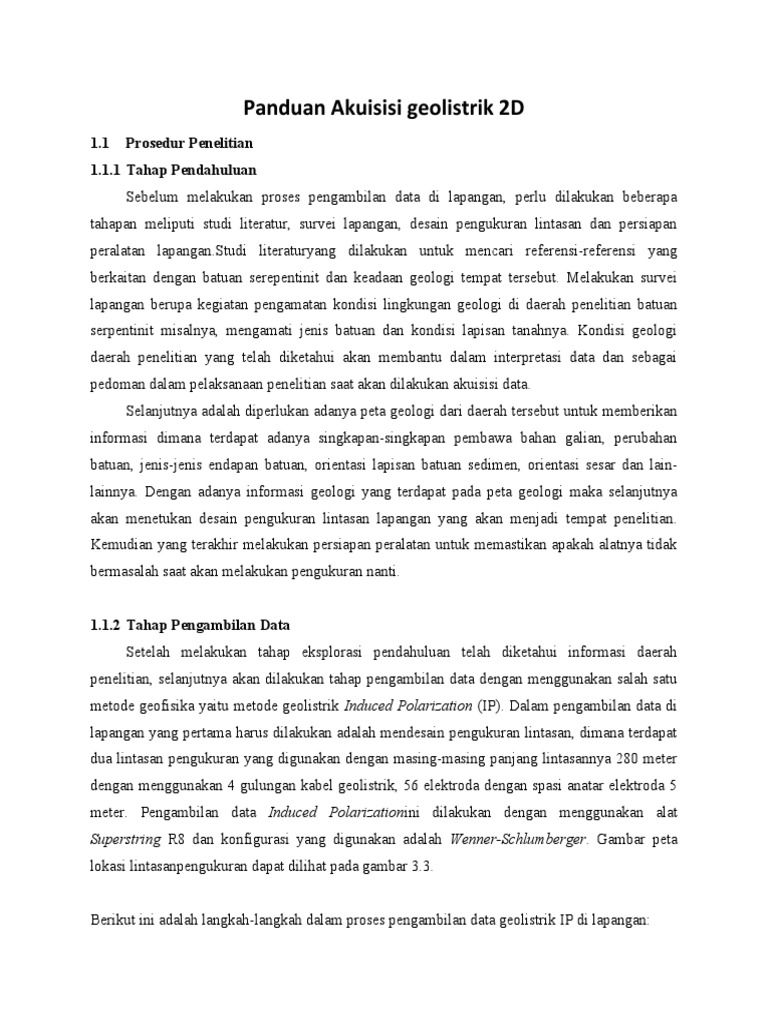 Panduan Akuisisi Geolistrik 2D | PDF | Metode & Bahan Ajar | Teknologi & Rekayasa