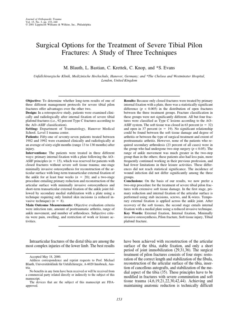 FX Pilon - 3tecnicasqx - 2001 | PDF | Ankle | Surgery