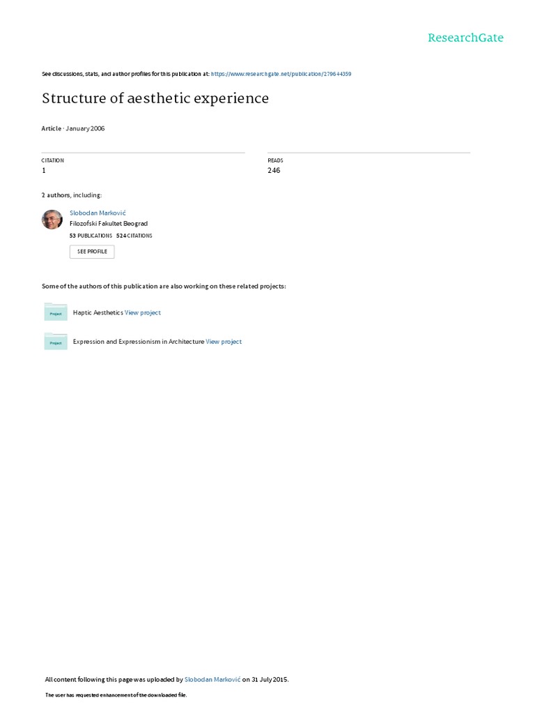 Structure of Aesthetic Experience | PDF