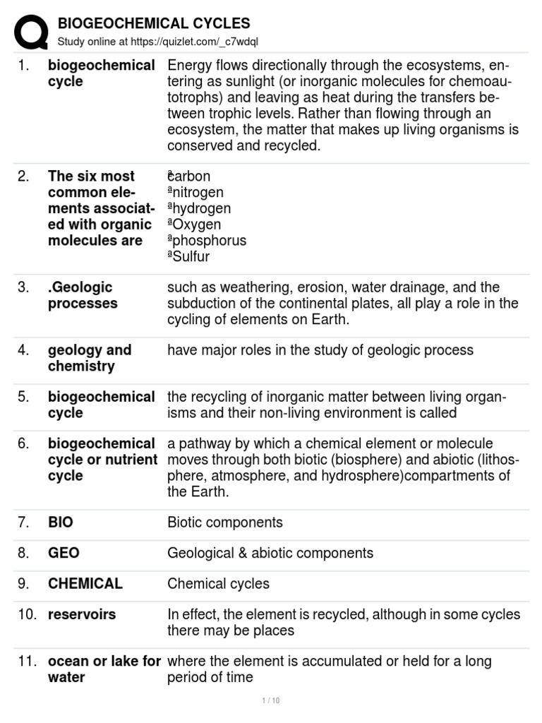 Overview of Biogeochemical Cycles | PDF | Water | Carbon Cycle