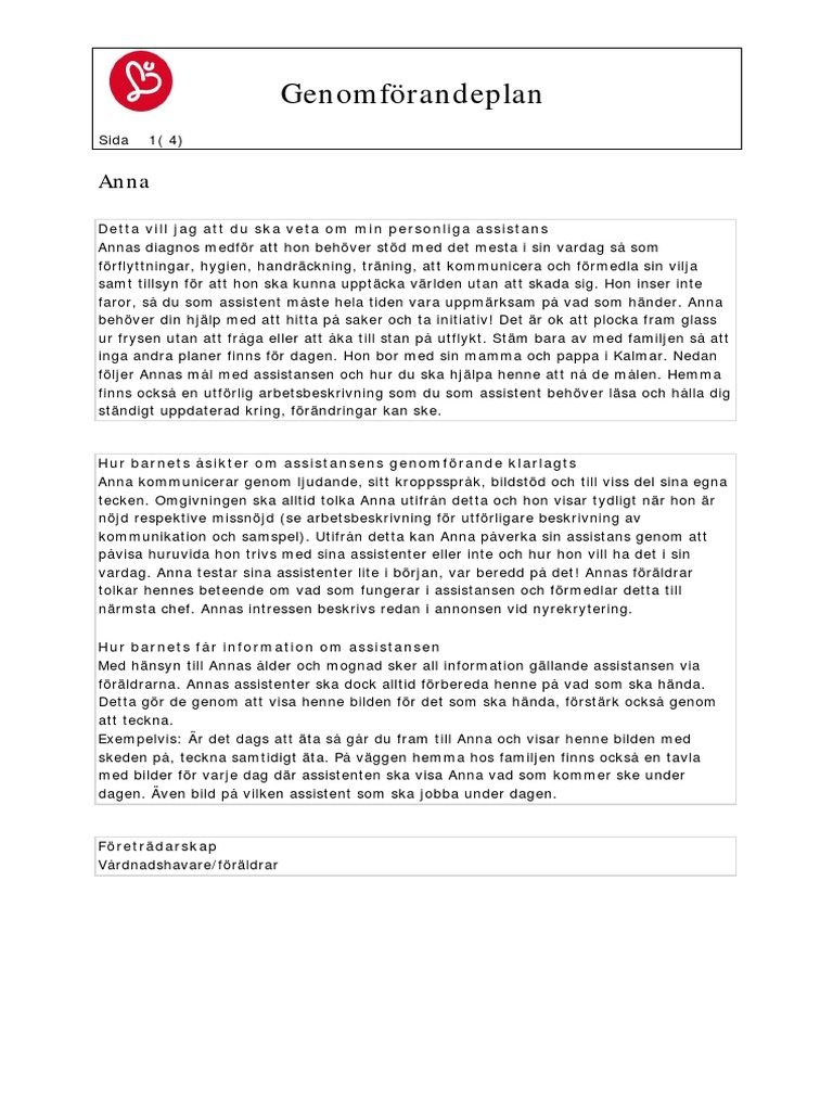 Genomförandeplan - Exempel | PDF